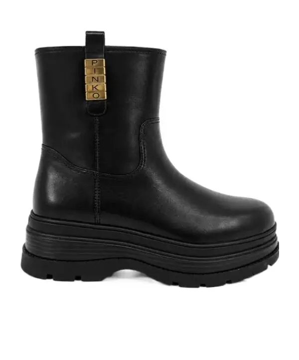 Pinko Round-toe Lug Sole Boots With Side Zip