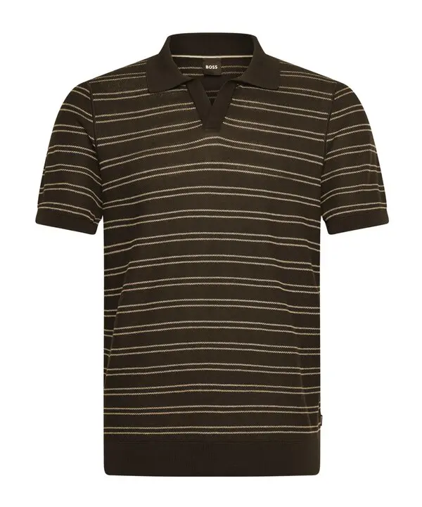 Hugo Boss Narciso Striped Knit Polo Shirt
