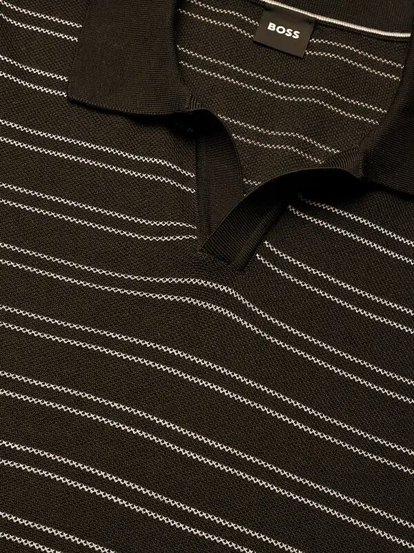 Hugo Boss Narciso Striped Knit Polo Shirt