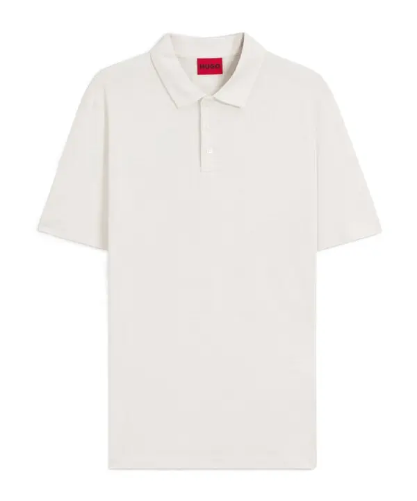 Hugo Boss Button-front Linen-blend Polo Shirt - White
