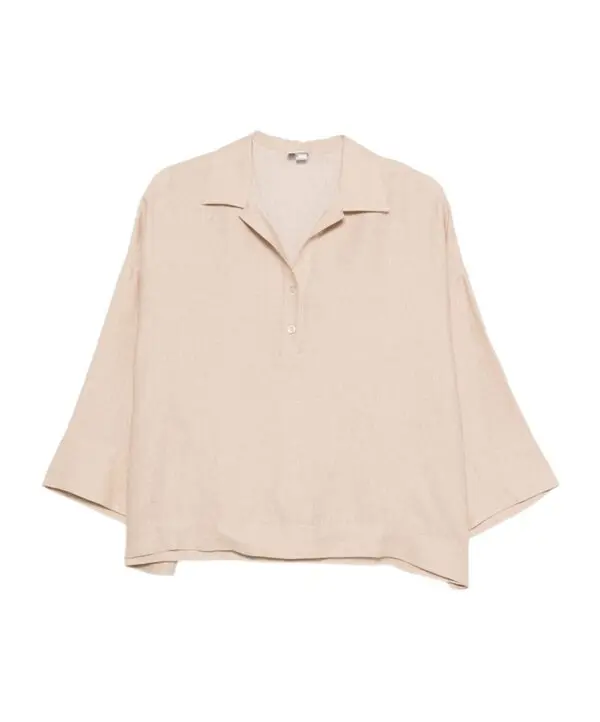 Eleventy Spread-collar Short-sleeve Blouse
