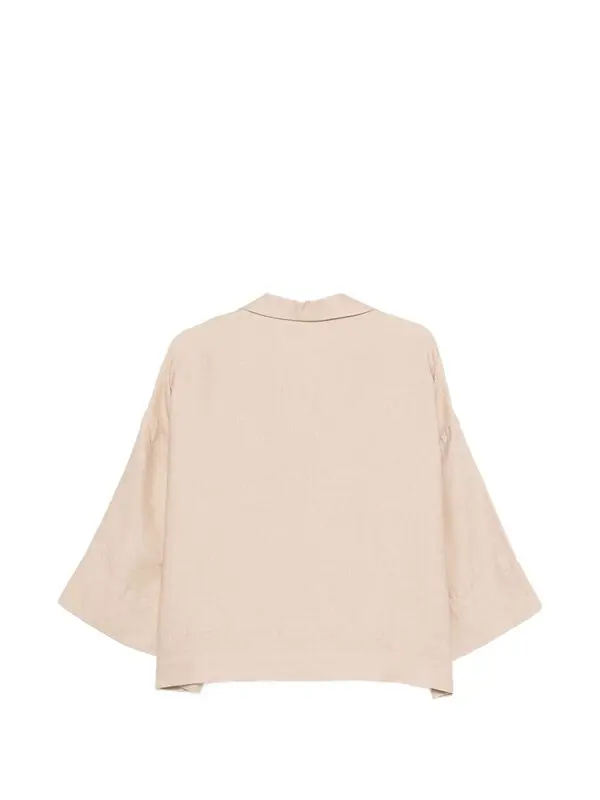 Eleventy Spread-collar Short-sleeve Blouse