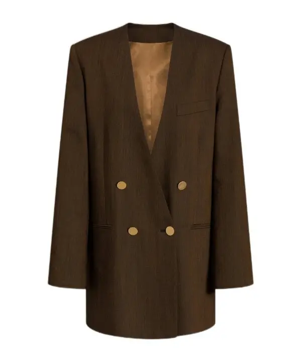 Alberta Ferretti Double-breasted Collarless Blazer