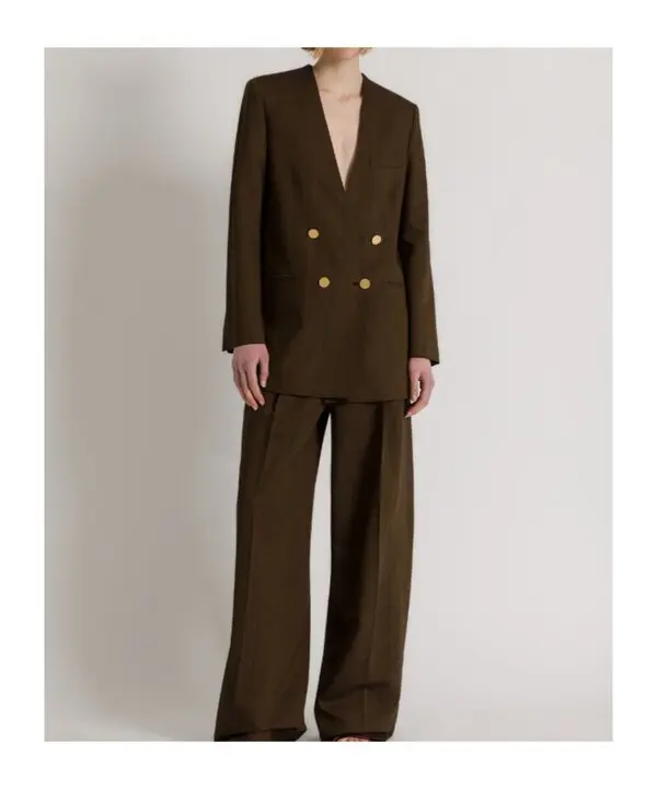 Alberta Ferretti Double-breasted Collarless Blazer