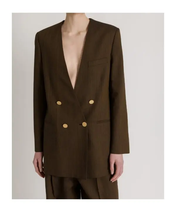 Alberta Ferretti Double-breasted Collarless Blazer
