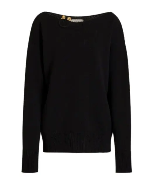 Alberta Ferretti Button-embellished Boat-neck Sweater