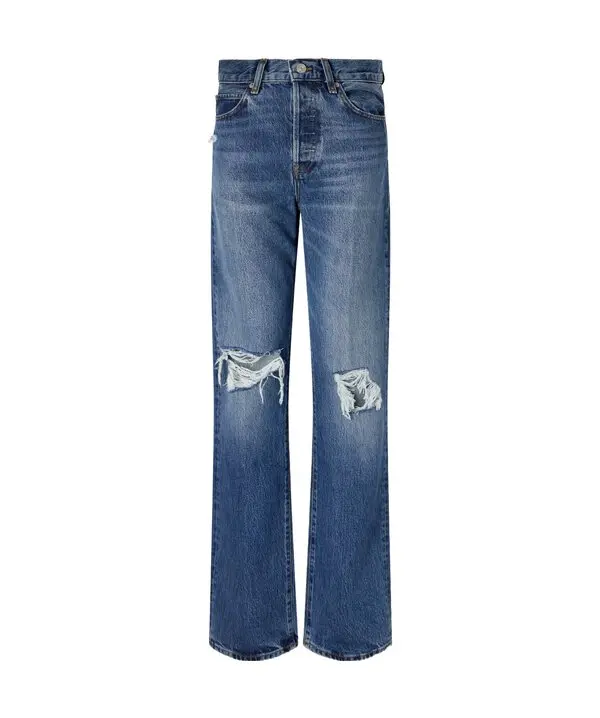 FRAME Vertical Distressed Straight Jeans - Blue