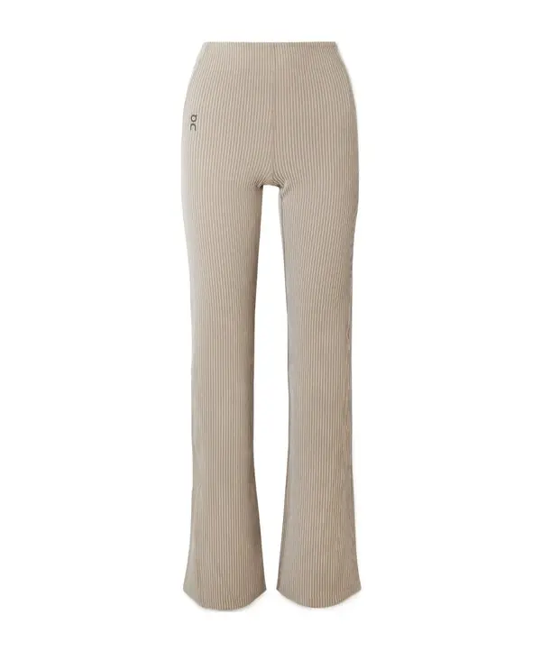 On All-day Striped Ribbed Stretch Recycled-jersey Flared Pants