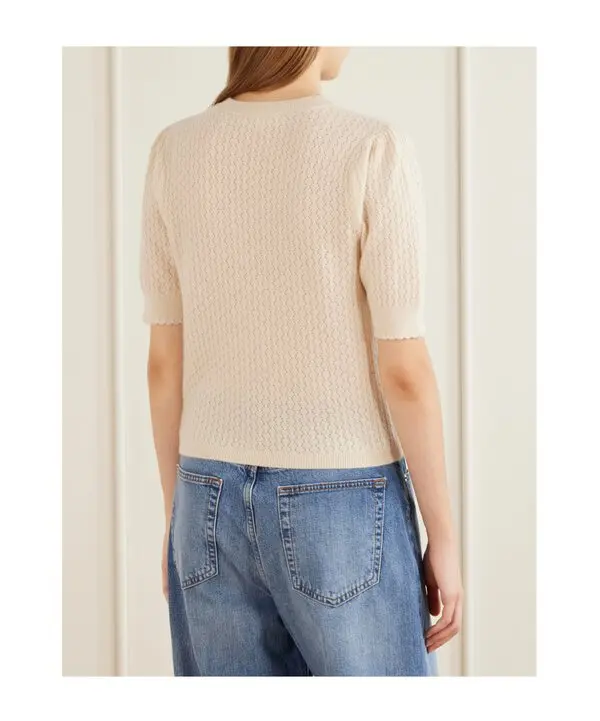 FRAME Short-sleeve Openwork Knit Top
