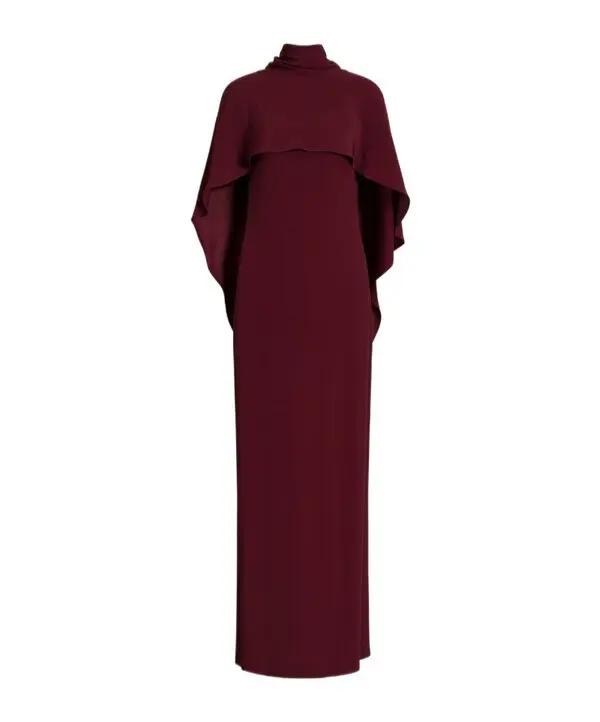 Alberta Ferretti Long Dress With Cape Detail And Back Bow