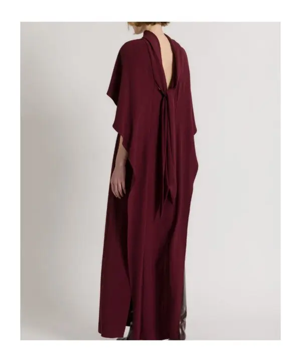 Alberta Ferretti Long Dress With Cape Detail And Back Bow