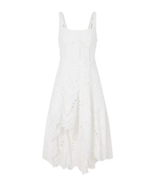 Charo Ruiz Ibiza Asymmetrical Scalloped Broderie Anglaise Cotton-blend Midi Dress - No