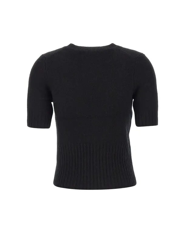 Vince Ribbed Short Sleeve Knit Sweater