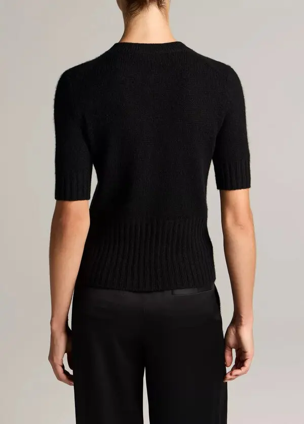 Vince Ribbed Short Sleeve Knit Sweater