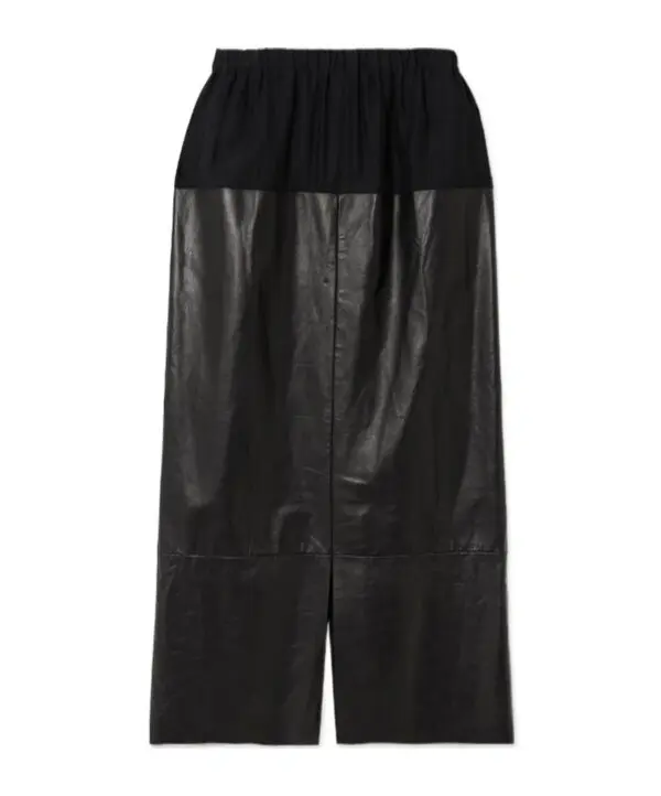 Sharon Wauchob Paneled Silk-jersey And Leather Midi Skirt