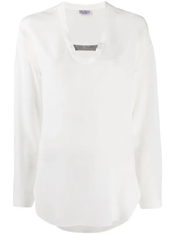 Brunello Cucinelli V-neck Silk Blouse