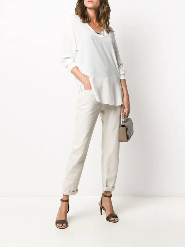 Brunello Cucinelli V-neck Silk Blouse