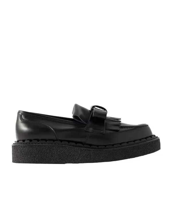 Comme Des Garçons Leather Platform Loafers With Bow Detailing