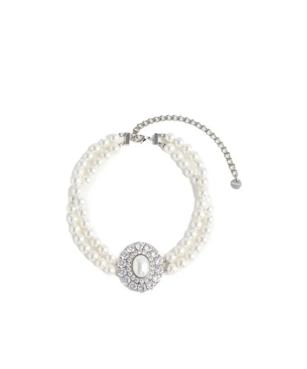 SELF-PORTRAIT Double-stranded Pearl And Crystal Choker - No