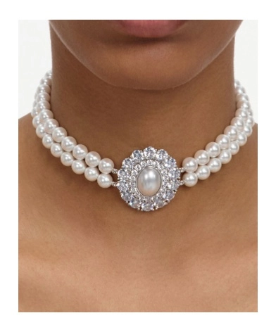 SELF-PORTRAIT Pearl Crystal Choker