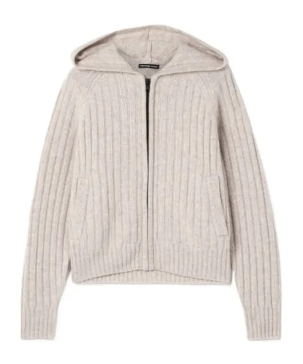 JAMES PERSE Ribbed Recycled-cashmere Zip-up Hoodie - No