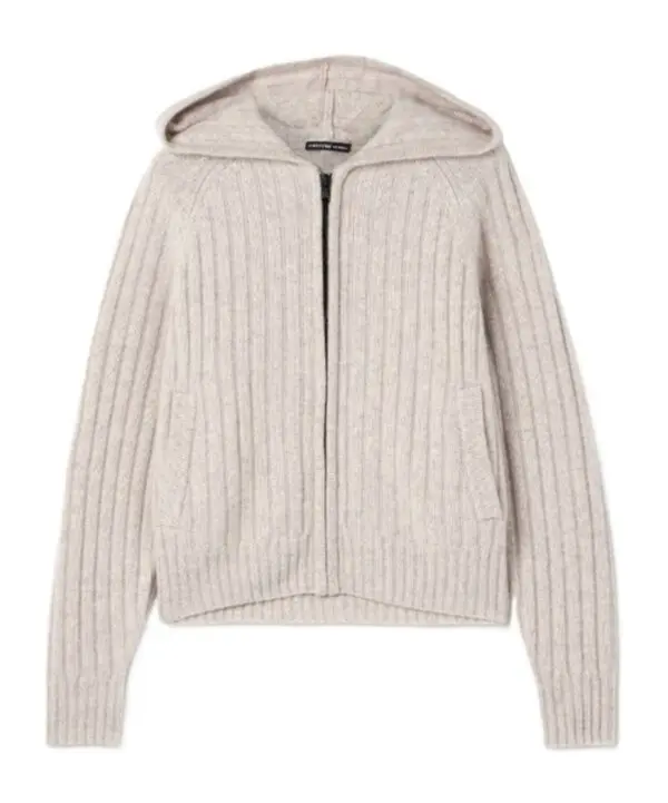 JAMES PERSE Ribbed Recycled-cashmere Zip-up Hoodie
