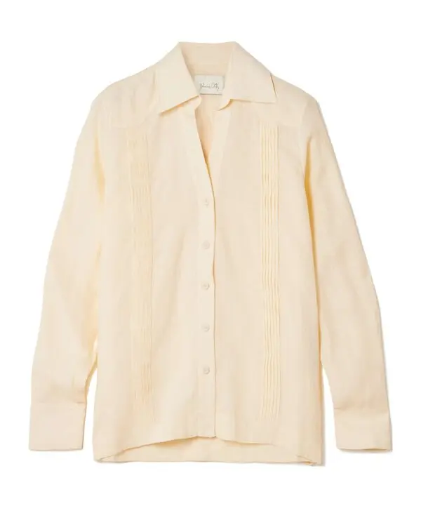 Johanna Ortiz Pintucked Organic Linen Shirt