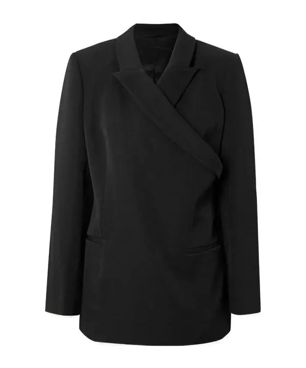 Calvin Klein Mia Asymmetric Wool Blazer - Black