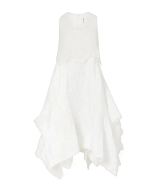 Comme Des Garçons Crochet-trimmed Cloqué Midi Dress