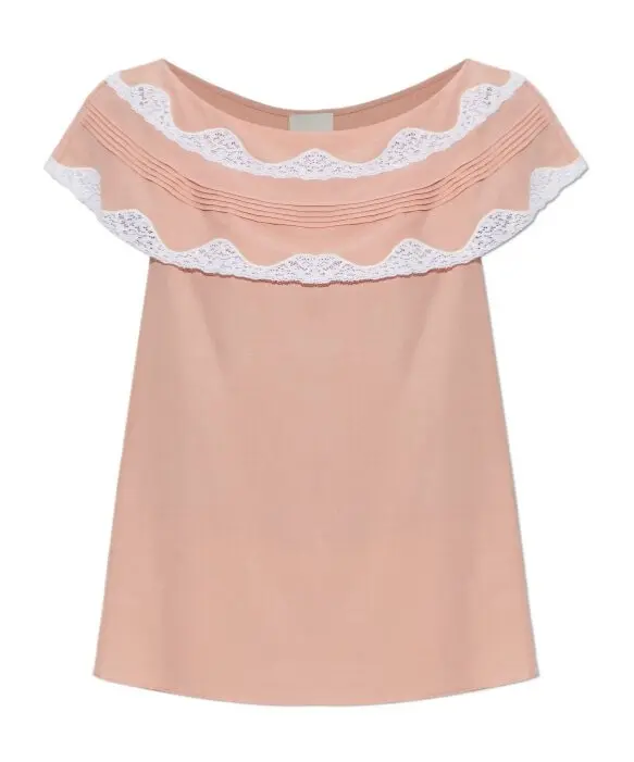 Posse Boat-neck Top With Hand-sewn Ruffles - Blossom