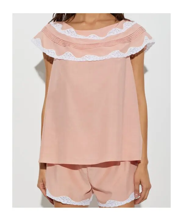 Posse Boat-neck Top With Hand-sewn Ruffles - Blossom