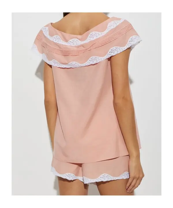 Posse Boat-neck Top With Hand-sewn Ruffles - Blossom