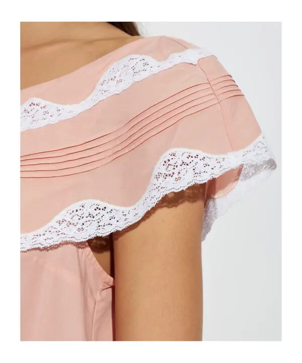 Posse Boat-neck Top With Hand-sewn Ruffles - Blossom