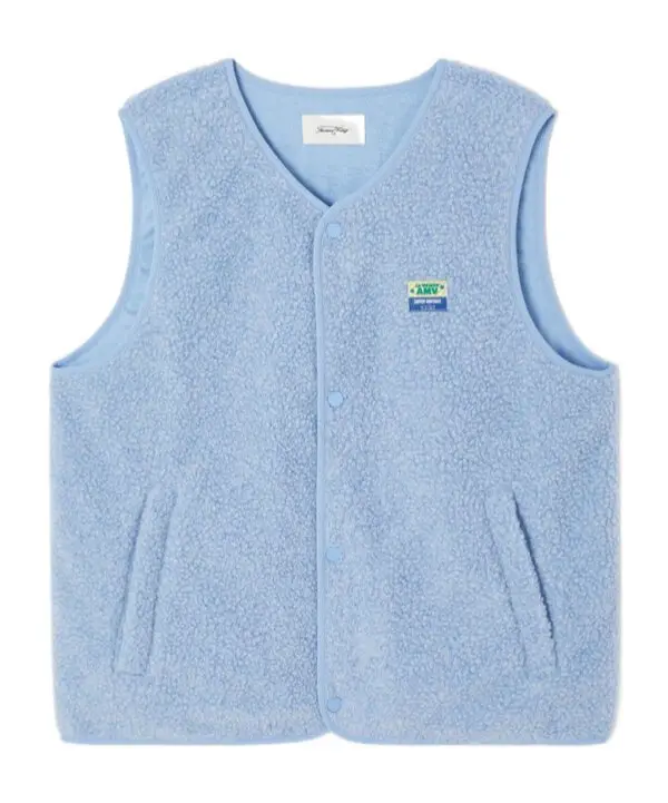American Vintage Sleeveless Vest With Logo Patch - Powder Blue