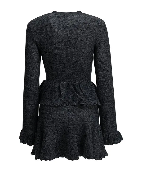 SELF-PORTRAIT Long-sleeved Dress - Navy Blue