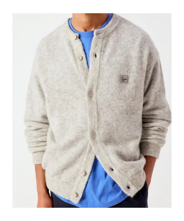 American Vintage Long Sleeve Cardigan With Appliqu - Light China Ash