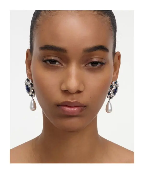 SELF-PORTRAIT Crystal Pearl Droplet Earring