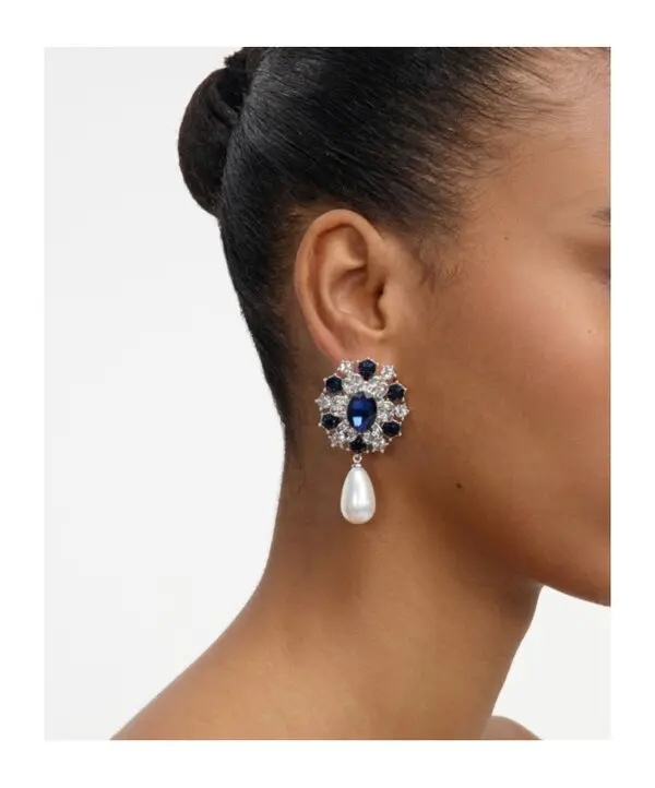 SELF-PORTRAIT Crystal Pearl Droplet Earring