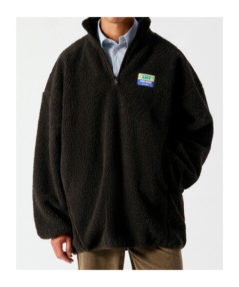 American Vintage Long Sleeve Fleece Zip-up Sweatshirt With Logo Patch