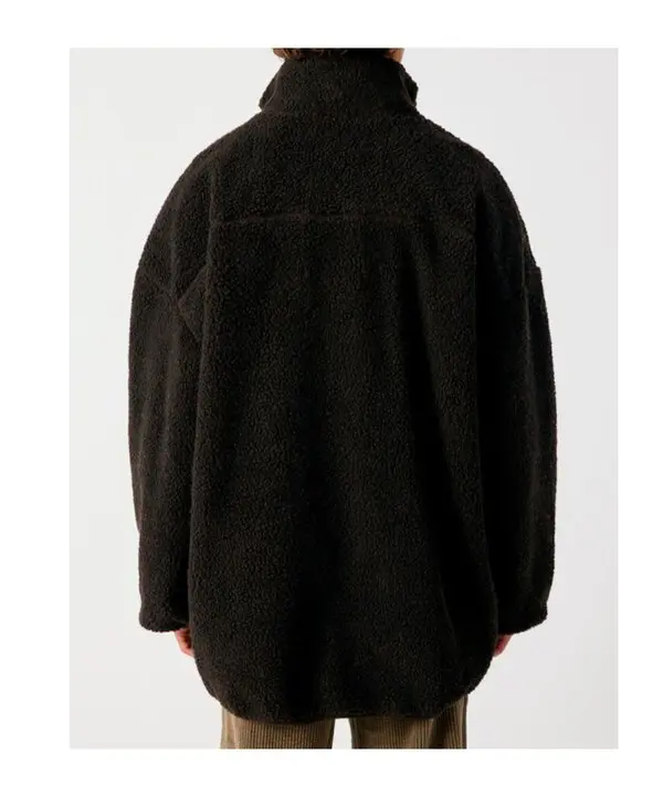 American Vintage Long Sleeve Fleece Zip-up Sweatshirt With Logo Patch