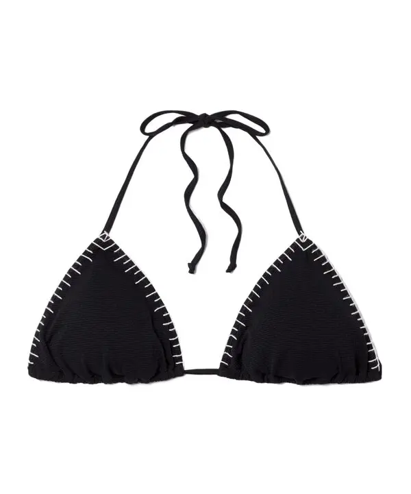 Marysia Puffercloth Triangular Bikini Top - Black
