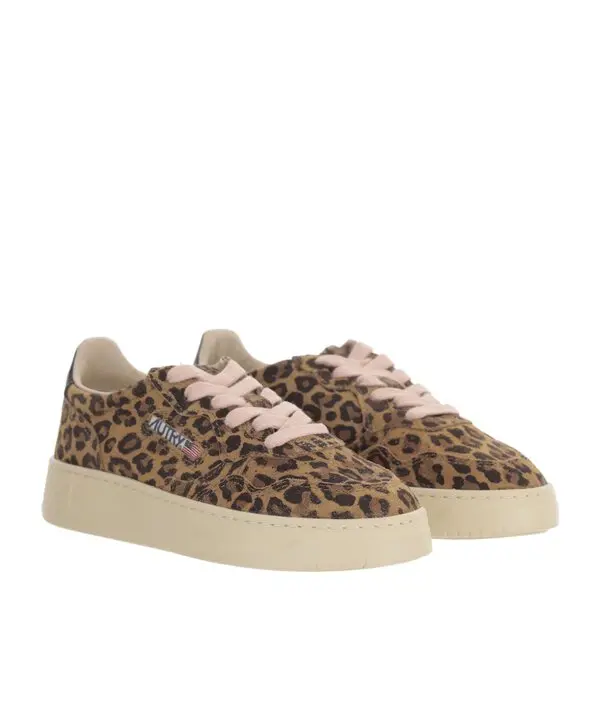 AUTRY Leopard Print Suede Lace-up Sneakers