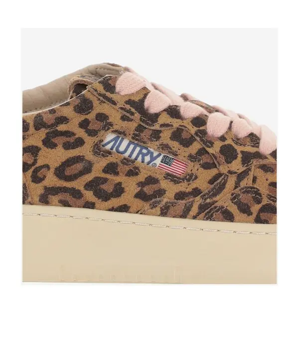 AUTRY Leopard Print Suede Lace-up Sneakers