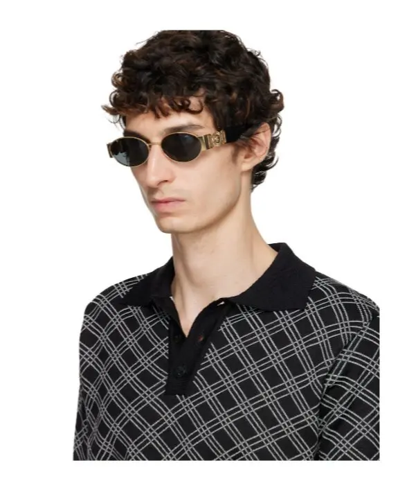 Versace Oval Frame Sunglasses With Medusa Detail