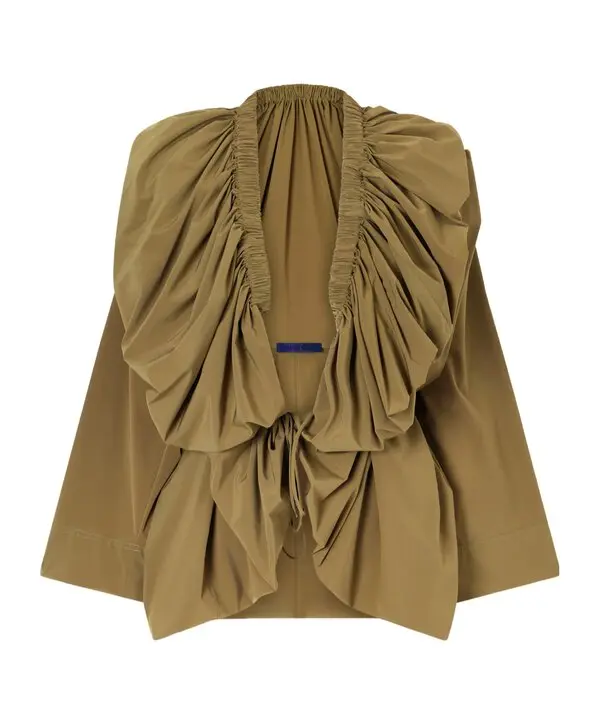 Sharon Wauchob Sata Draped Gathered Silk-blend Wrap Blouse - Green
