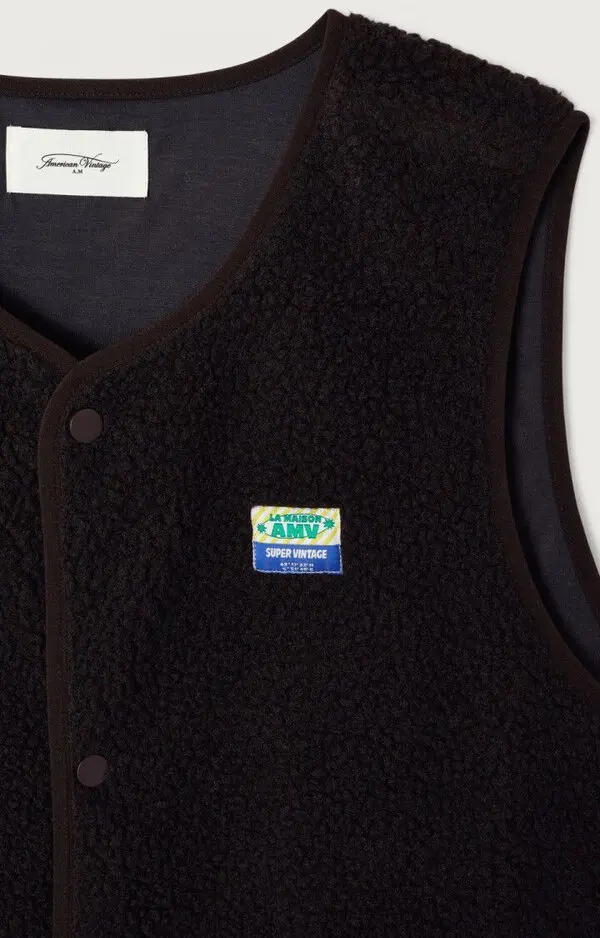 American Vintage Fleece Vest With Logo Patch
