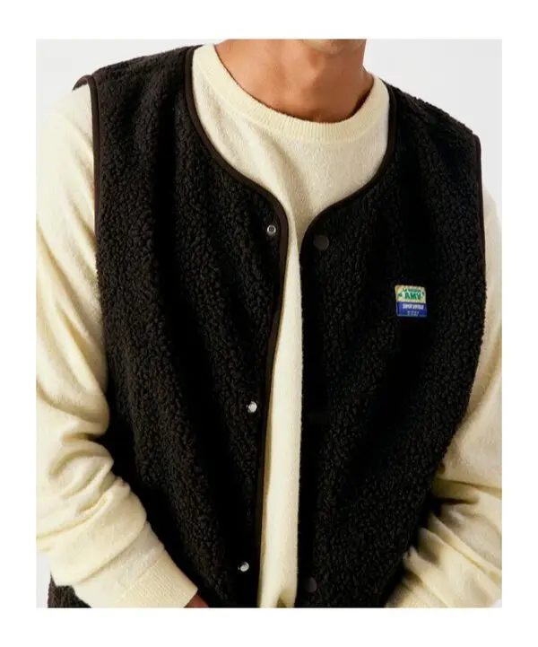 American Vintage Fleece Vest With Logo Patch