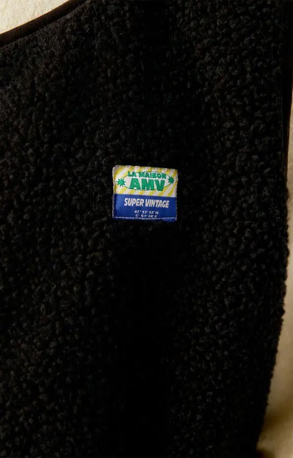 American Vintage Fleece Vest With Logo Patch