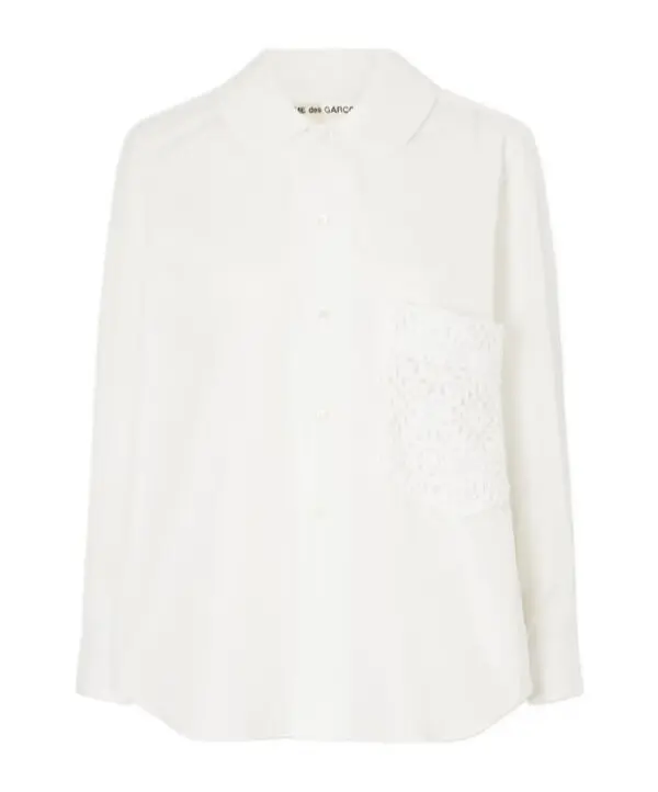 Comme Des Garçons Crochet Trimmed Cotton Shirt - No