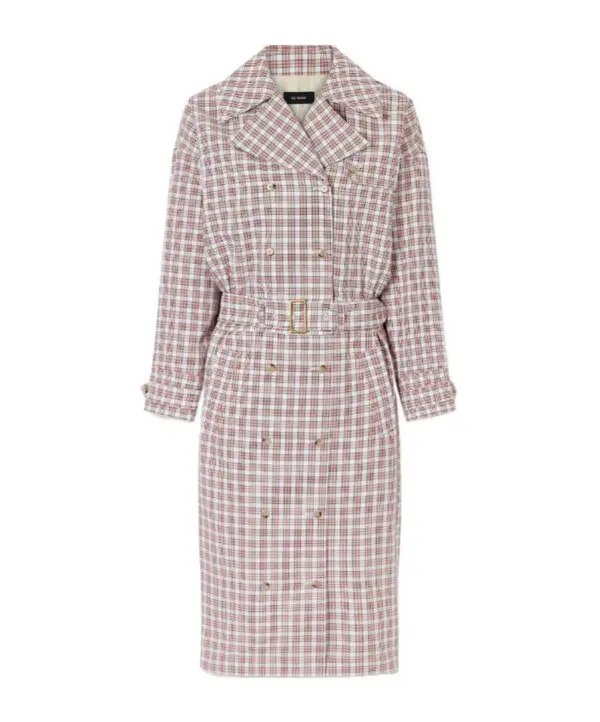 WILLY CHAVARRIA Checked Belted Cotton Trench Coat